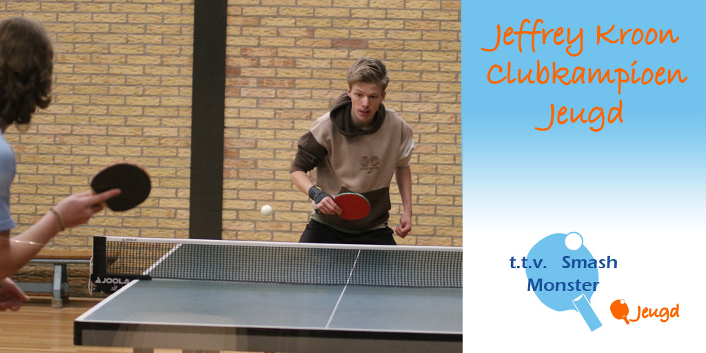 Jeffrey Kroon clubkampioen Smash jeugd – TTV Smash (M)